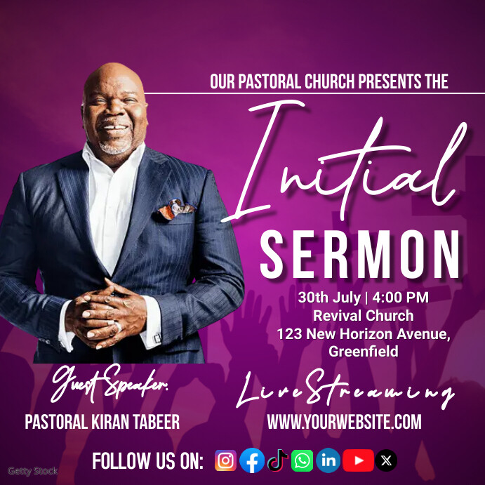 Copy of Purple Maximalist Initial Sermon Annoncement | PosterMyWall