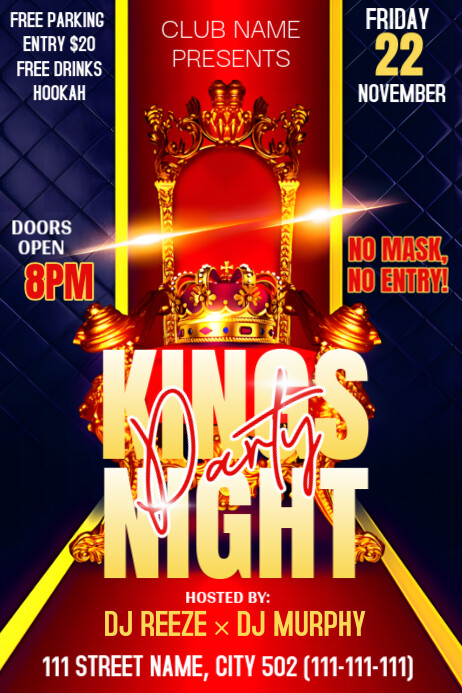 Purple Maximalist Kings Party Ad Poster Template | PosterMyWall