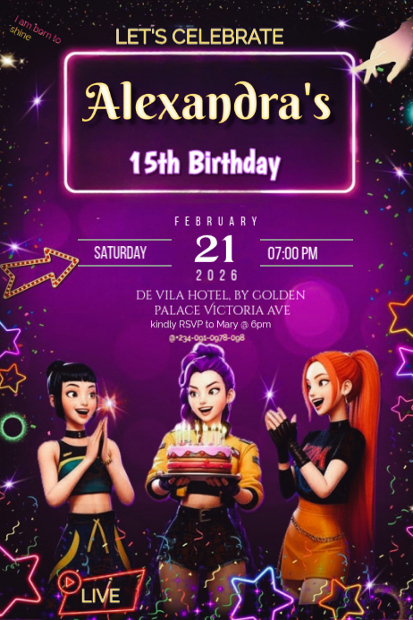 Purple Maximalist Kpop Anime Birthday Invitation/ Digital Download ...