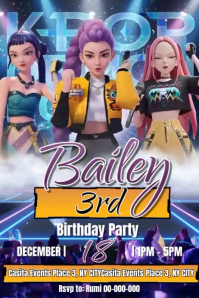 Purple Maximalist Kpop Demon Hunter Poster Template | PosterMyWall