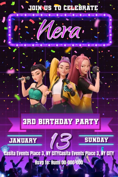 Plantilla de Purple Maximalist Kpop Demon Hunter Poster | PosterMyWall