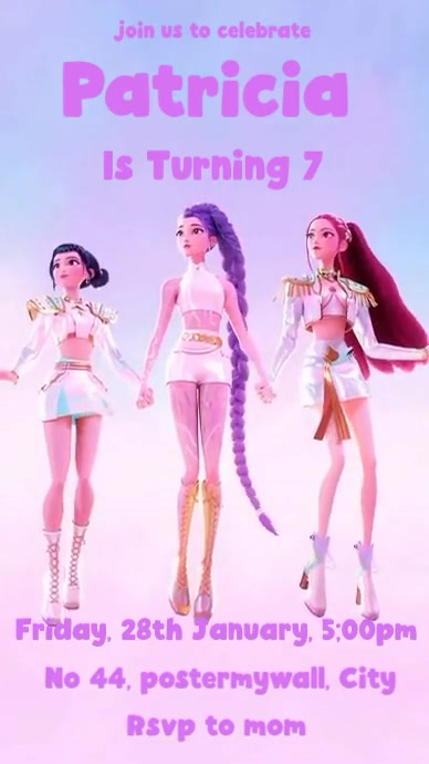 Purple Maximalist Kpop Demon Hunters Birthday Invitation Digital ...