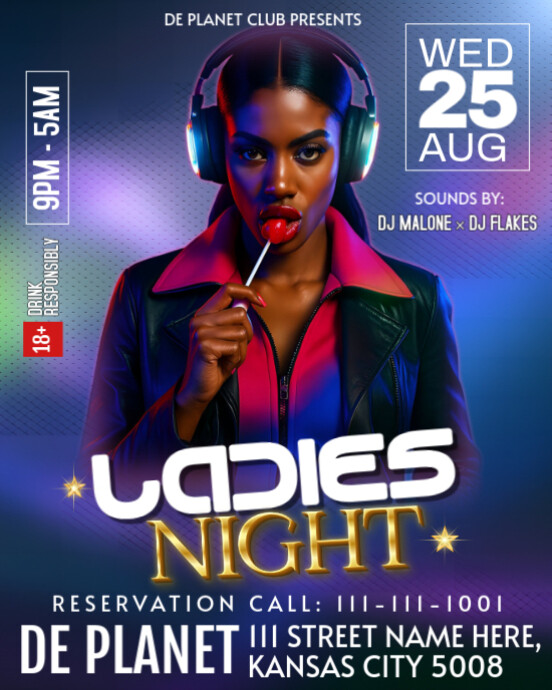 Purple Maximalist Ladies Night Ads Instagram Portrait Template ...