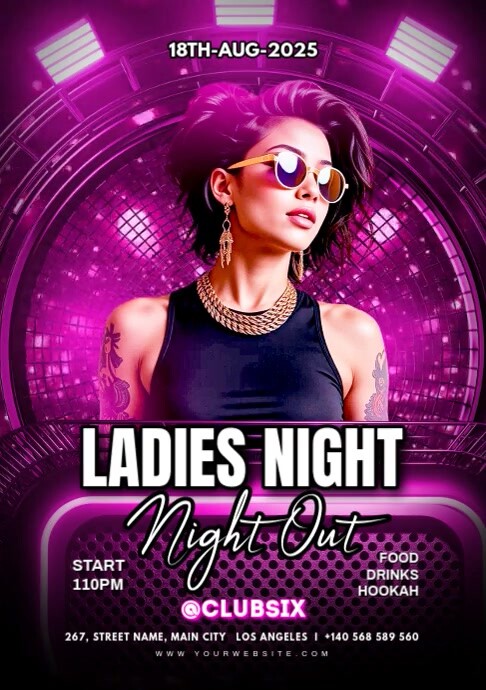 Purple Maximalist Ladies Night Party A4 Template | PosterMyWall