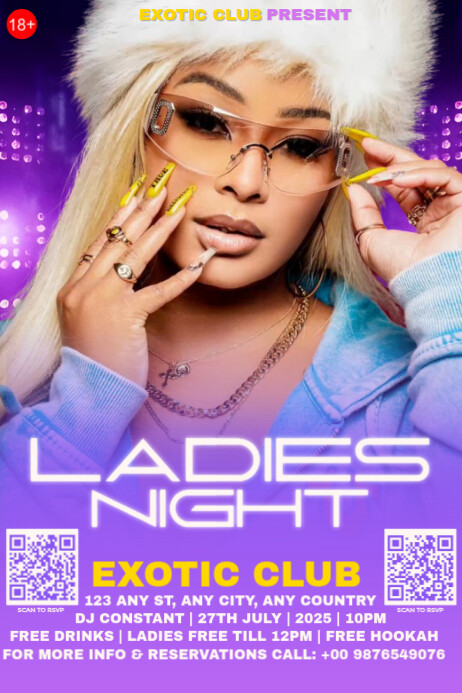 Copy of Purple Maximalist Ladies Night Party Flyer Poster | PosterMyWall
