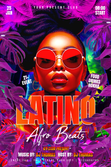 Purple Maximalist Latin Party Flyer Poster-Vorlage | PosterMyWall