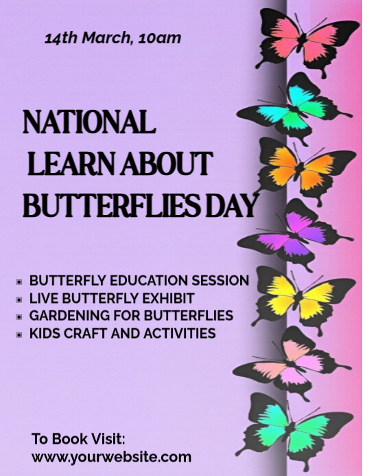 Purple Maximalist Learn About Butterfly Day Flyer (us Letter) Template ...