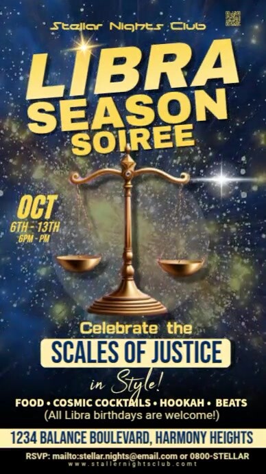 Purple Maximalist Libra Zodiac Party Invitation Instagram Story ...