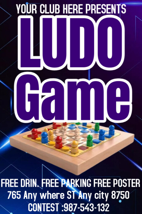 Purple Maximalist Ludo Game Poster Poster Template | PosterMyWall