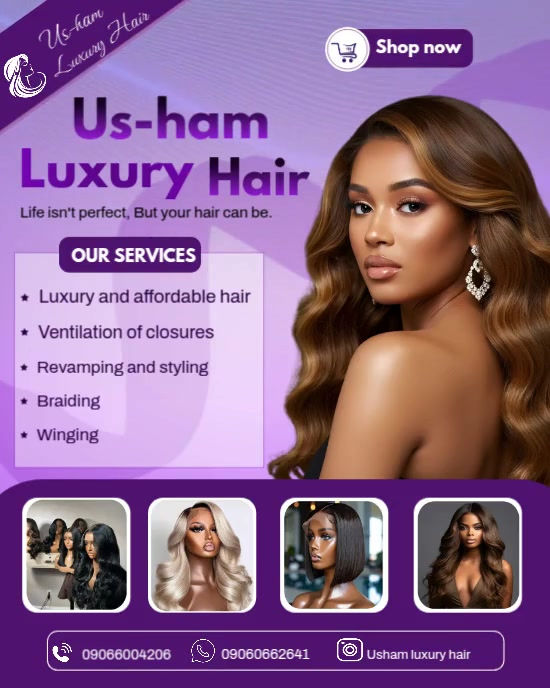 Purple Maximalist Luxury Hair Promo Editable Instagram Portrait ...