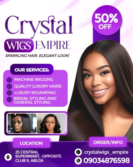 Copy of Purple Maximalist Luxury Wig & Styling Promo Template Instagram ...
