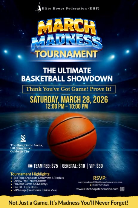 Purple Maximalist March Madness Tournament Flyer Template | Basketball ...