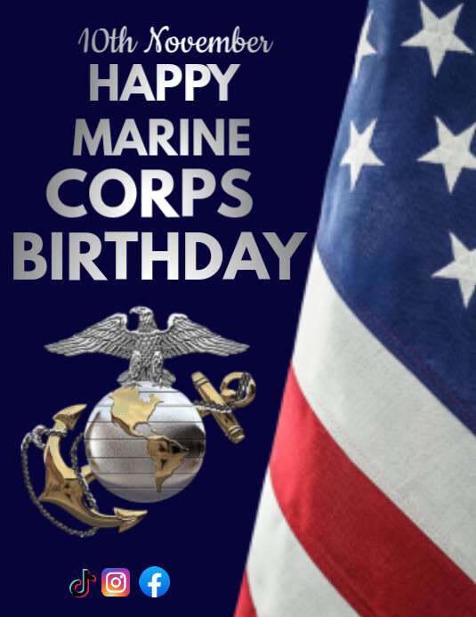Purple Maximalist Marine Corps Birthday Flyer (us Letter) เทมเพลต ...