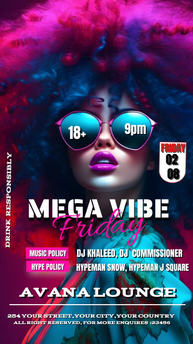 Purple Maximalist Mega Vibe Friday Party Inst Template | PosterMyWall