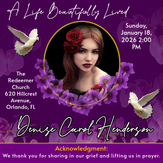 Purple Maximalist Memorial Funeral Announcement Flyer, Funeral ...
