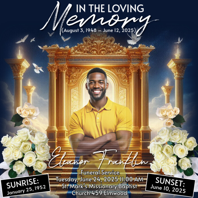 Copy of Purple Maximalist Memorial Funeral Announcement Flyer, Funeral ...