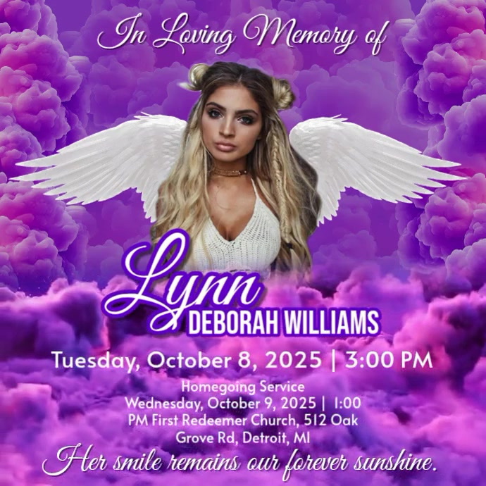 Purple Maximalist Memorial Funeral Announcement Flyer, Funeral ...