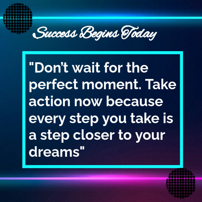 Purple Maximalist Motivational Neon Quote Of Success Instagram Post ...