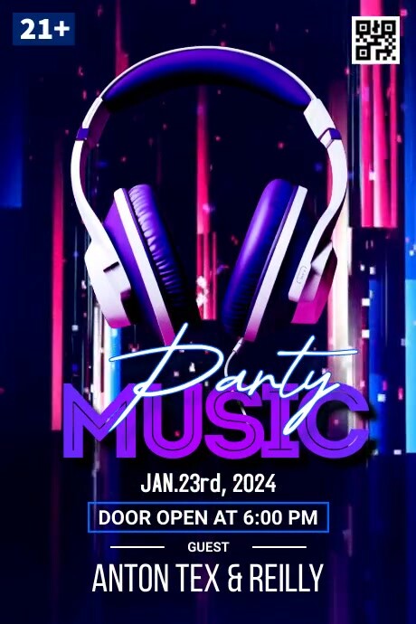 Purple Maximalist Music Night Party Poster Template | PosterMyWall