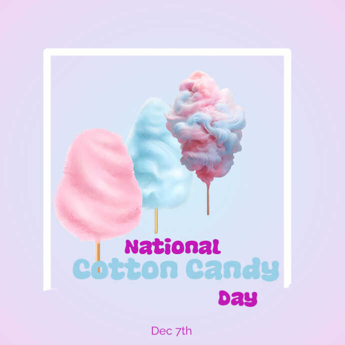 Purple Maximalist National Cotton Candy Day Instagram Post Template ...