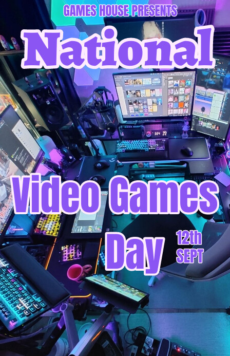 Copy of Purple Maximalist National Games Day Tabloid | PosterMyWall