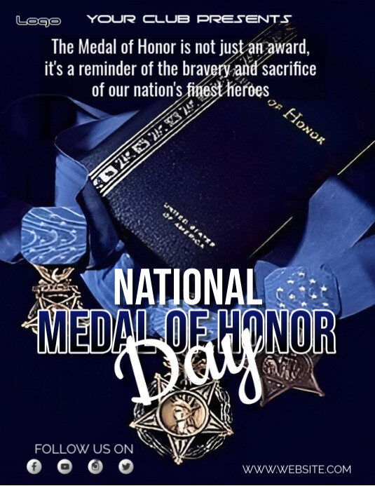 Purple Maximalist National Medal Of Honor Day Flyer (us Letter ...
