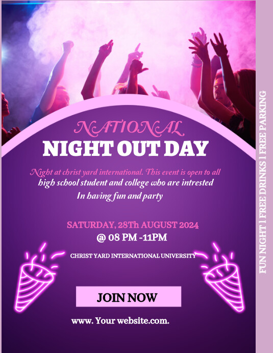 Copy of Purple Maximalist National Night Out Day Part | PosterMyWall