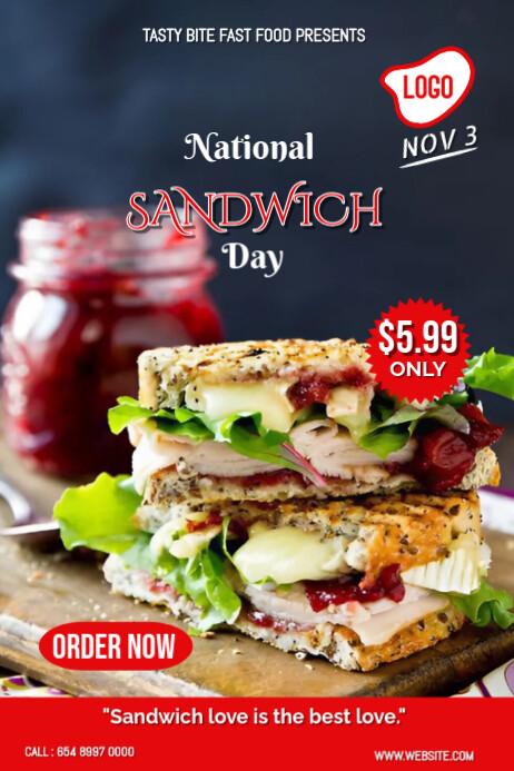 Purple Maximalist National Sandwich Day Poster Template | PosterMyWall