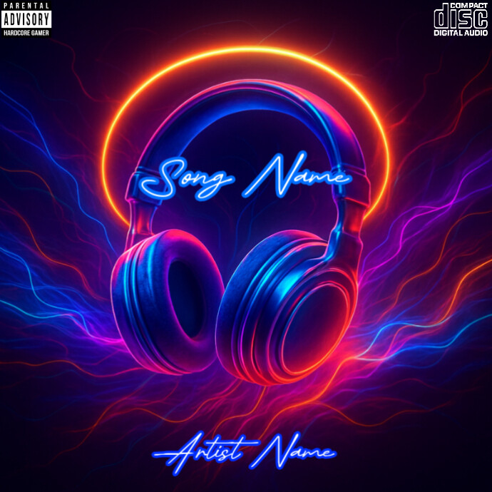 Purple Maximalist Neon Halo Beats Album Cover Template | PosterMyWall