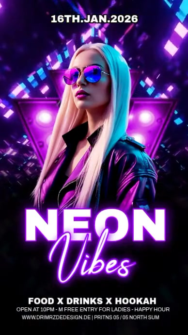 Purple Maximalist Neon Party Party Instagram Story Template | PosterMyWall