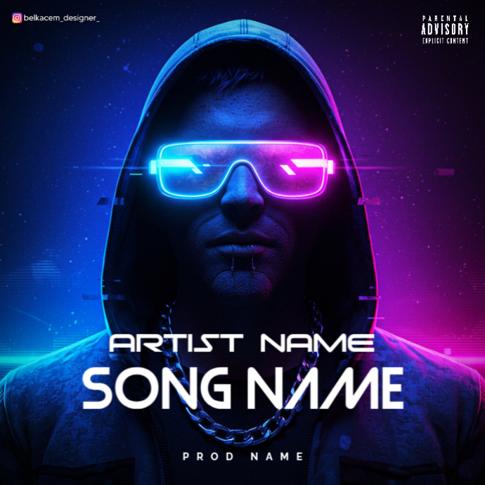Purple Maximalist Neon Pulse Album Cover Template | PosterMyWall