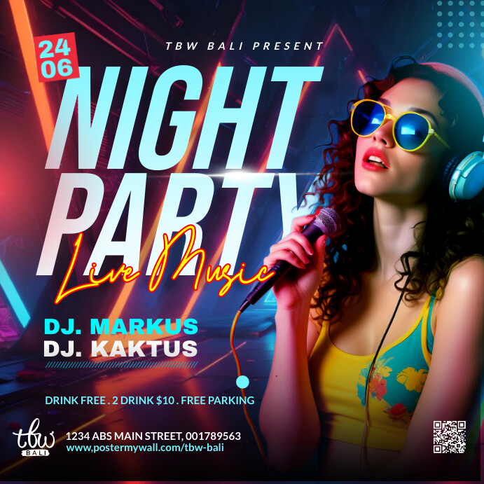 Purple Maximalist Night Party Live Music Ins Template | PosterMyWall