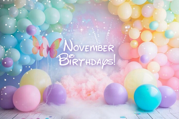 Purple Maximalist November Birthdays Banner 4' × 6' Template | PosterMyWall