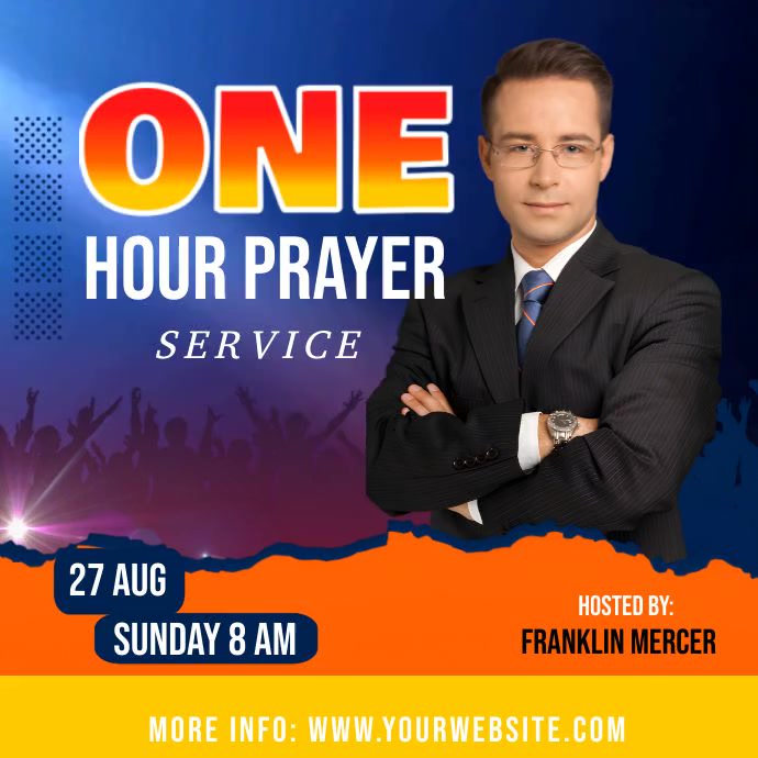 Copy of Purple Maximalist One Hour Prayer Service Sq | PosterMyWall