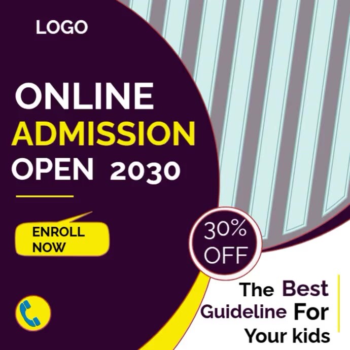 Purple Maximalist Online Admission Instagram Post Template | PosterMyWall