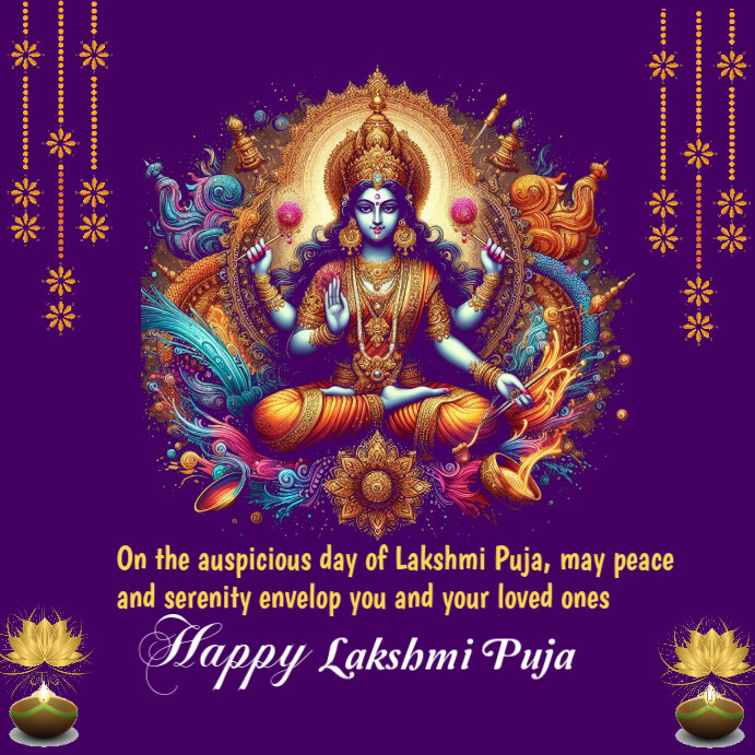 Copy of Purple Maximalist Orange Photocentric Lakshmi Puja Greeting ...