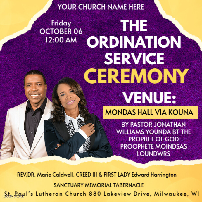 Purple Maximalist Ordination Service Flyer , Consecration Flyer ...