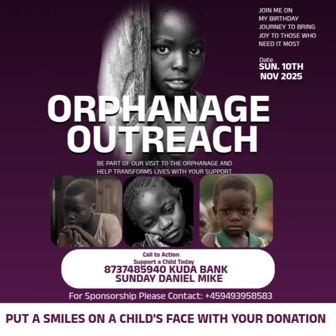 Copy of Purple Maximalist Orphanage Flyer Charity Flyer Donation Flyer ...