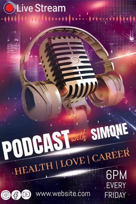 Purple Maximalist Podcast Ads Poster Template | PosterMyWall