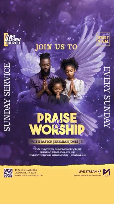 Copy of Purple Maximalist Praise & Worship Digital Di | PosterMyWall