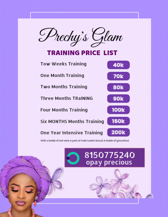 Plantilla de Purple Maximalist Professional Makeup Training Price List ...