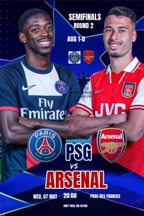 Purple Maximalist Psg Vs Arsenal Ucl Semifinals 2nd Leg Posters Poster ...