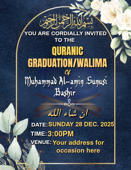 Purple Maximalist Qur'an Graduation Invitation Card Flyer (us Letter ...