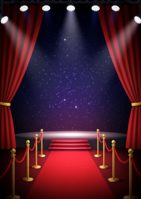 Purple maximalist red carpet stage background a4 Template | PosterMyWall