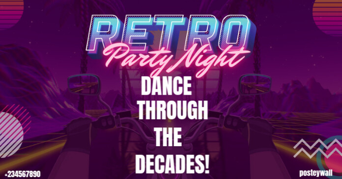 Purple Maximalist Retro Nights Reloaded Facebook Shared Image Template ...