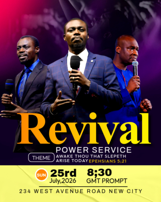 Purple Maximalist Revival Church Awakening Pastor Prayor Service ...