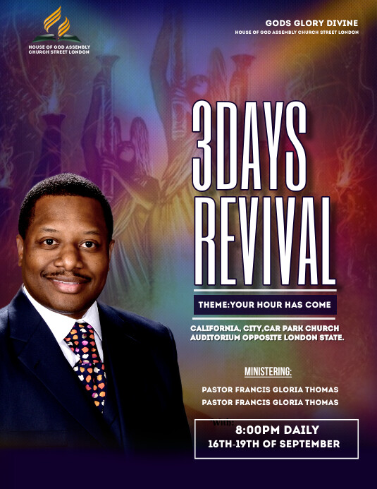 Purple Maximalist Revival Programs Invitation Template | PosterMyWall