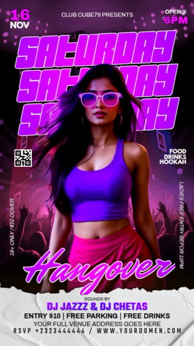 Purple Maximalist Saturday Hangover Digital Display (9:16) Template ...