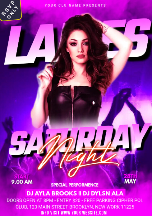 Copy of Purple Maximalist Saturday Ladies Night A4 | PosterMyWall
