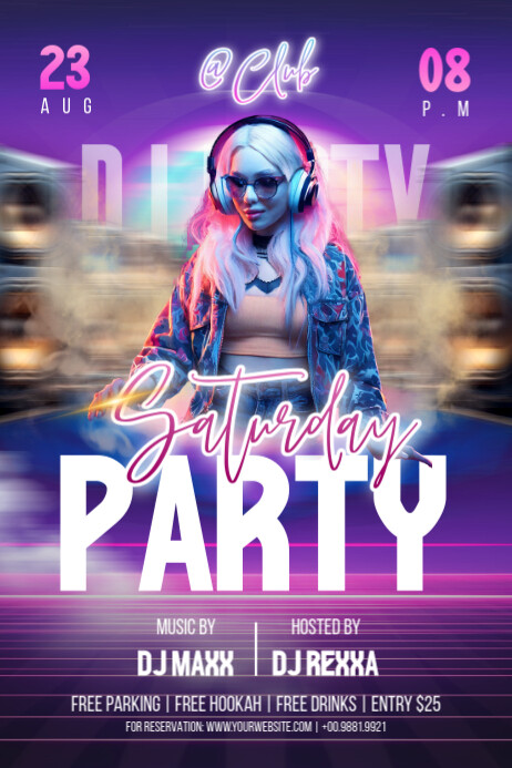 Purple Maximalist Saturday Night Dj Party Poster Template | PosterMyWall